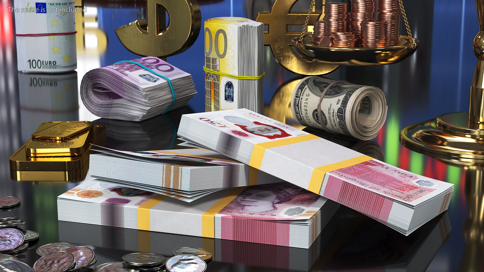3D 50 Pounds Banknotes In Three Packs Model - TurboSquid 2148455