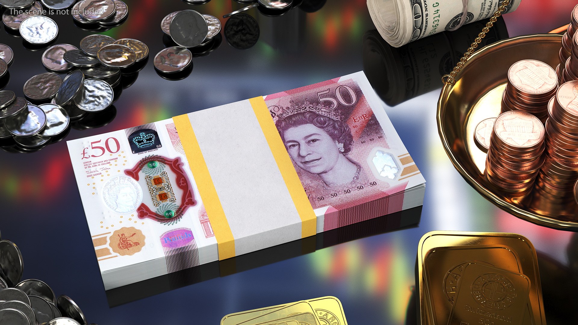 3D 50 Pounds Banknotes In Three Packs Model - TurboSquid 2148455