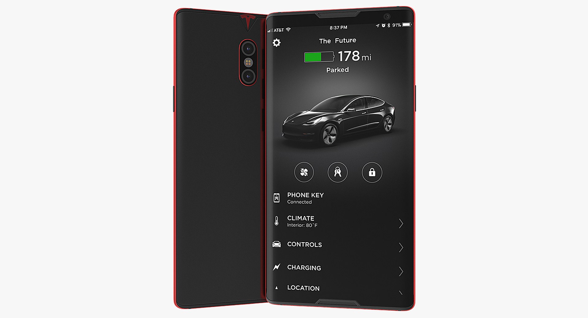 3D Tesla Phone Concept Red Model - TurboSquid 1251338