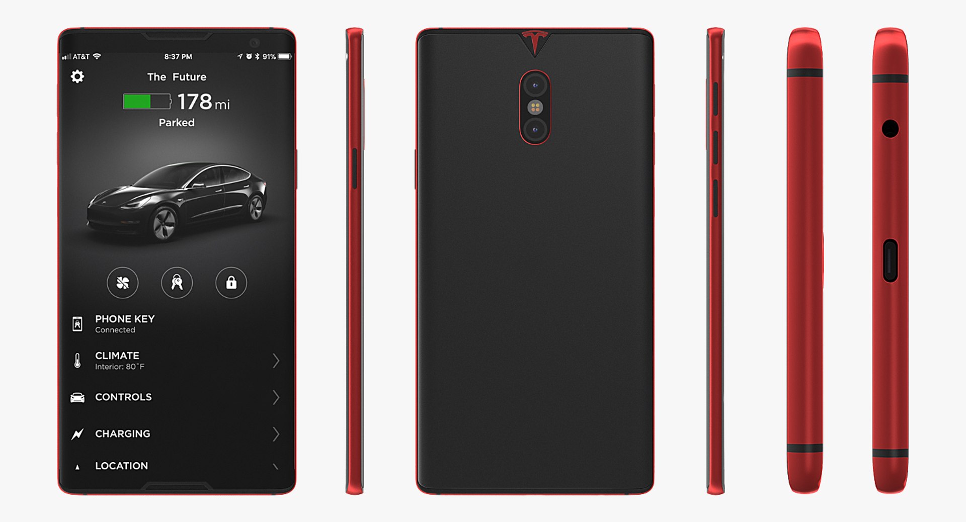 3D Tesla Phone Concept Red Model - TurboSquid 1251338