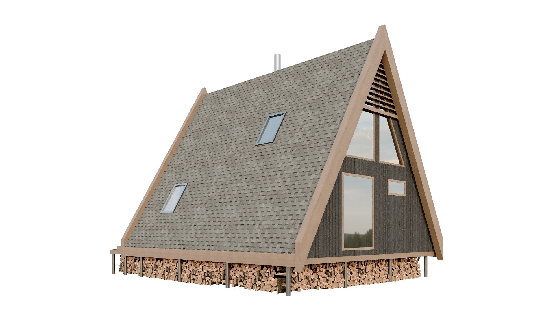 3D Model Small Modular A-Frame House - TurboSquid 1883632