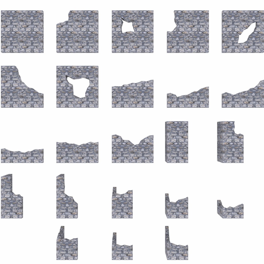 3d Destroyed Walls Set Model