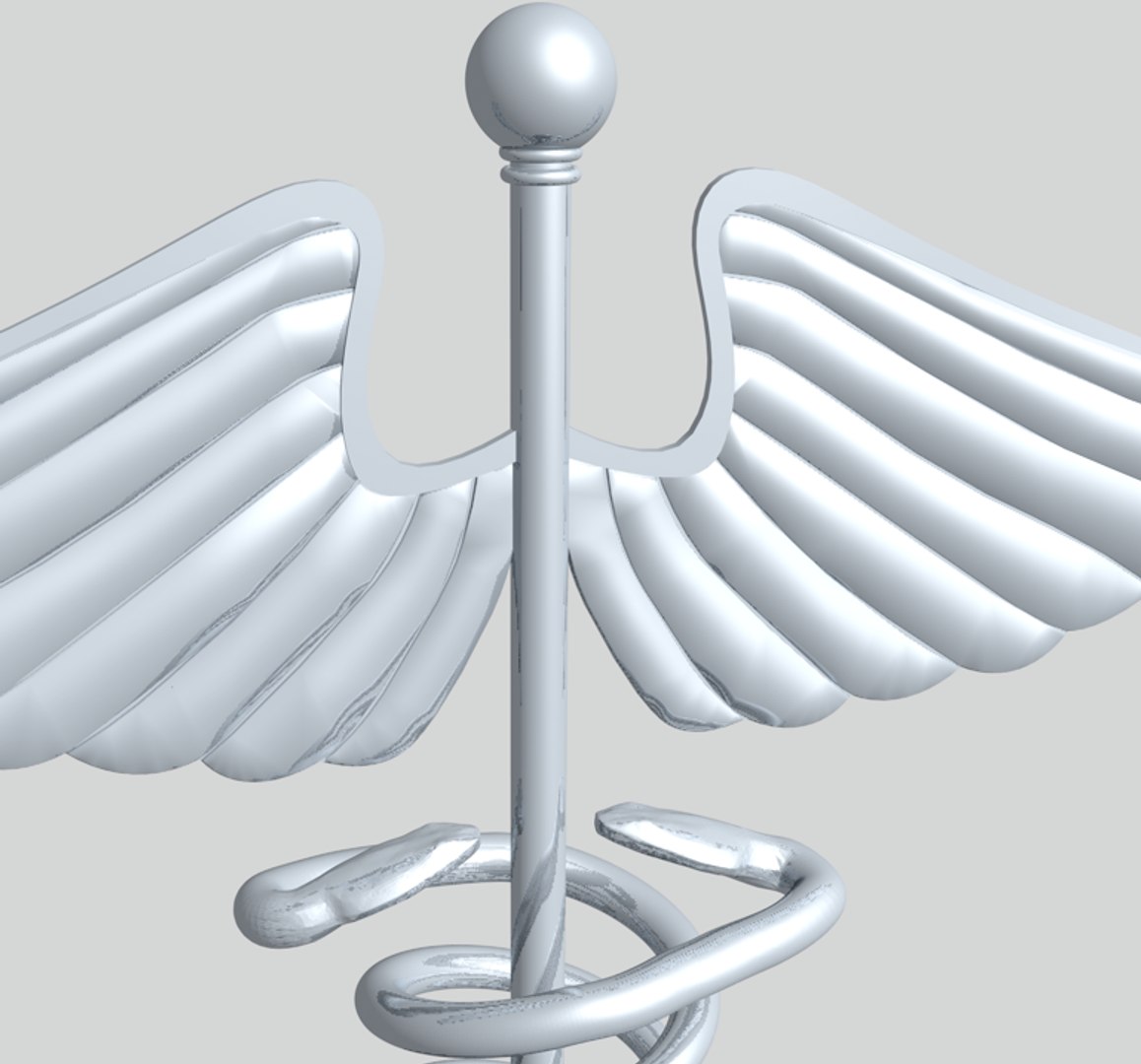 caduceus symbol 3d c4d