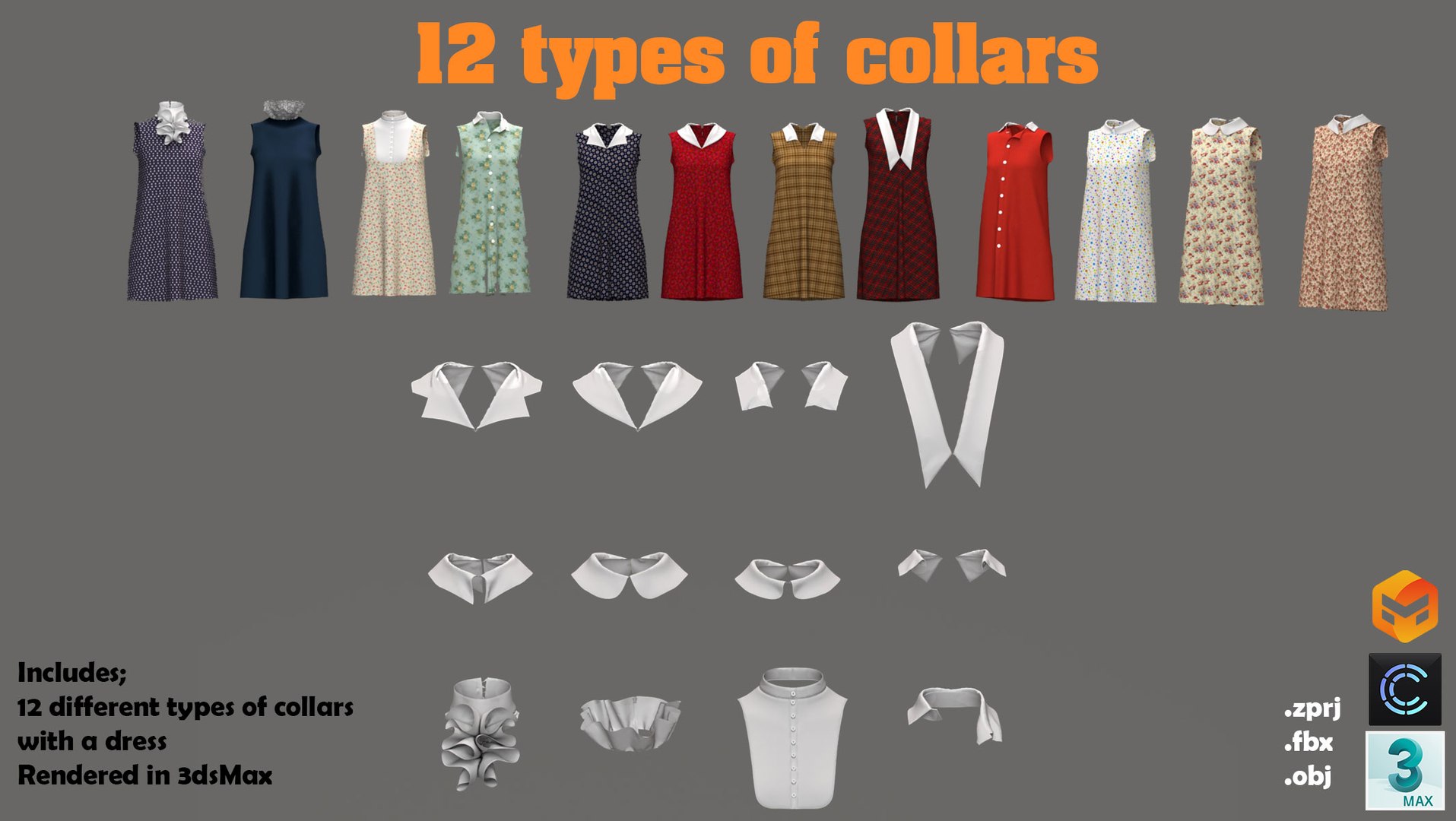 Pack Of 12 Different Collars 3D - TurboSquid 2039715