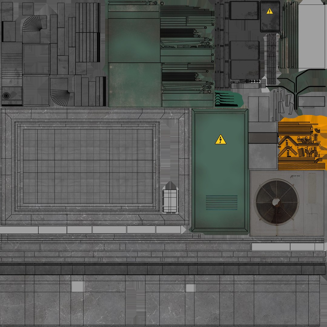 3D Model Detailed Rooftop Collection - TurboSquid 2201210