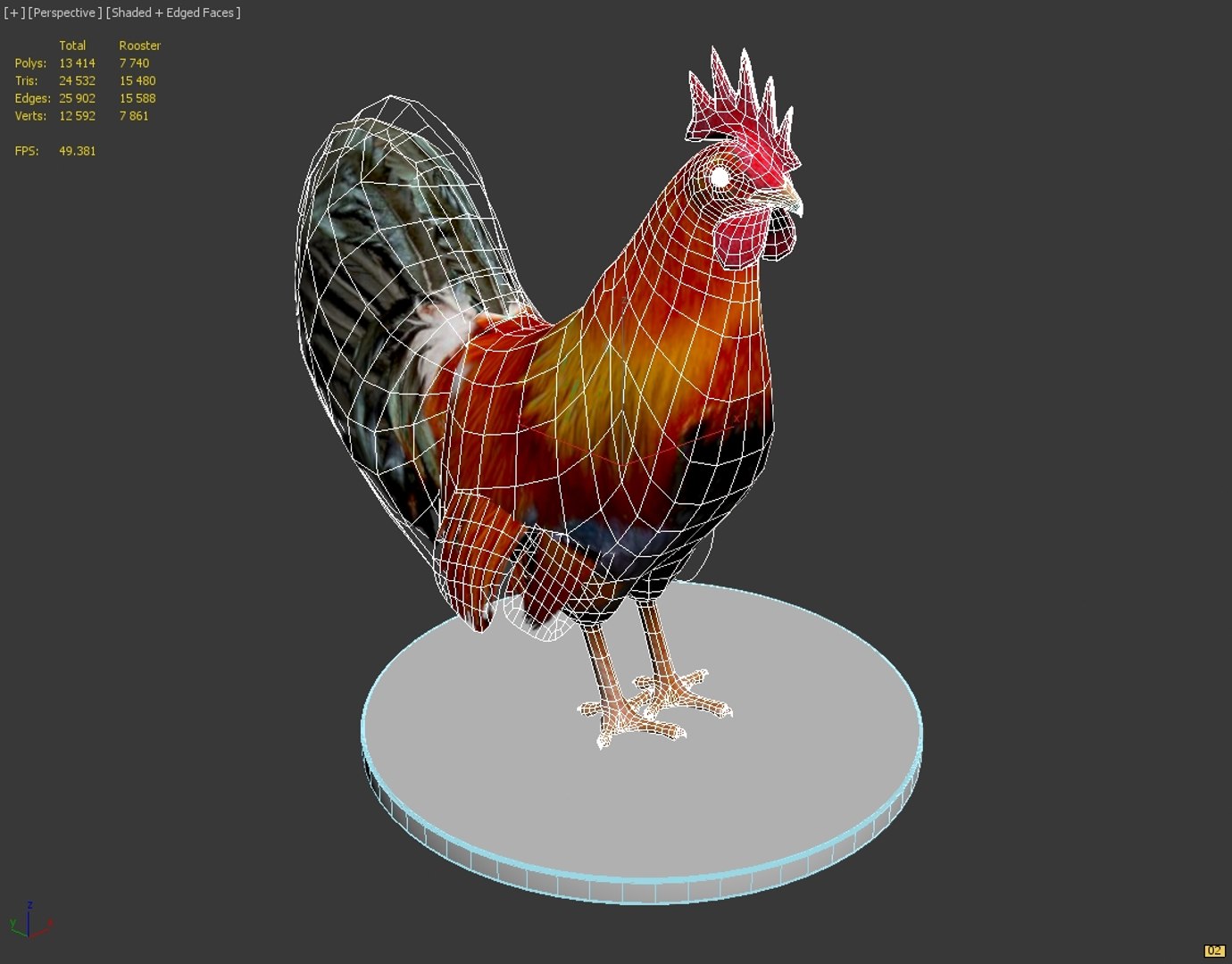 3d model rooster