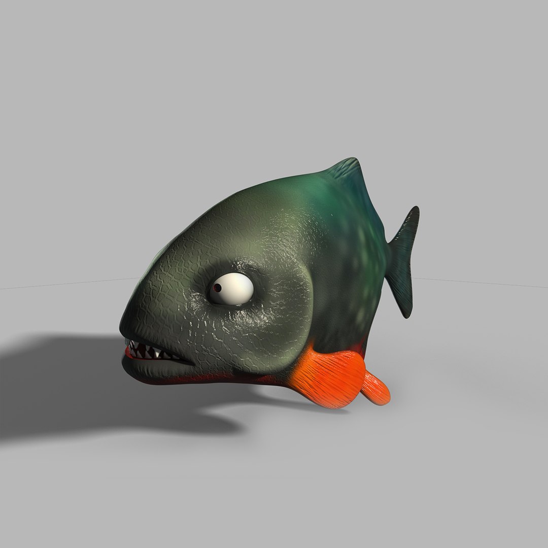 3D Piranha Cartoon Piranha Model With Binding Model - TurboSquid 1831172
