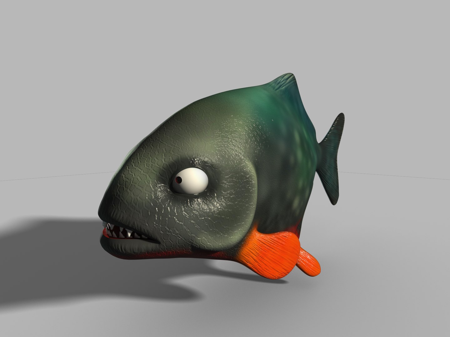 3D Piranha Cartoon Piranha Model With Binding Model - TurboSquid 1831172