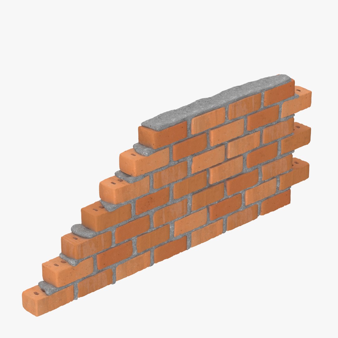 3 brick wall sections 3d c4d