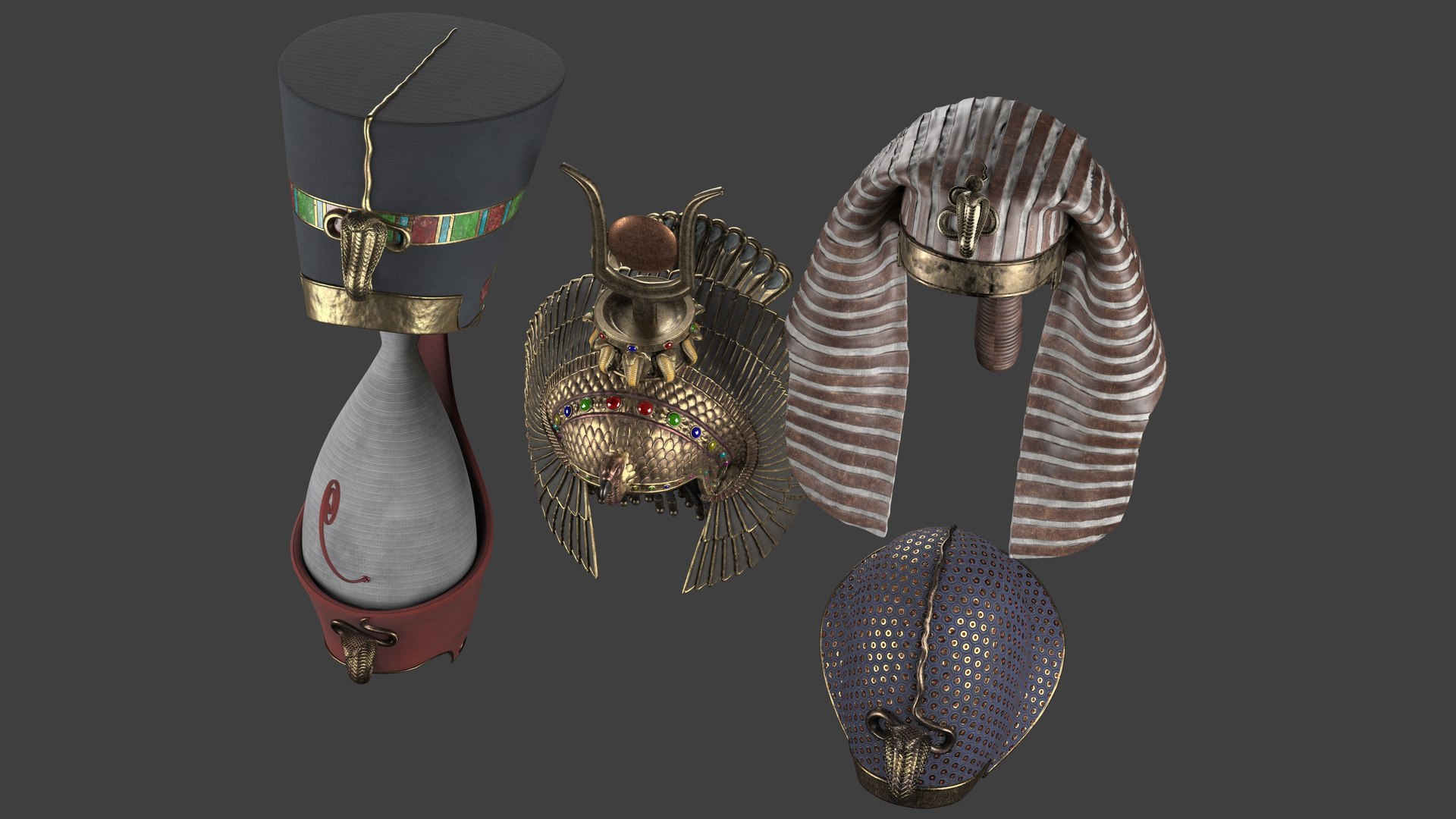 3D Royal Headdresses Of Ancient Egypt Model - TurboSquid 1989696