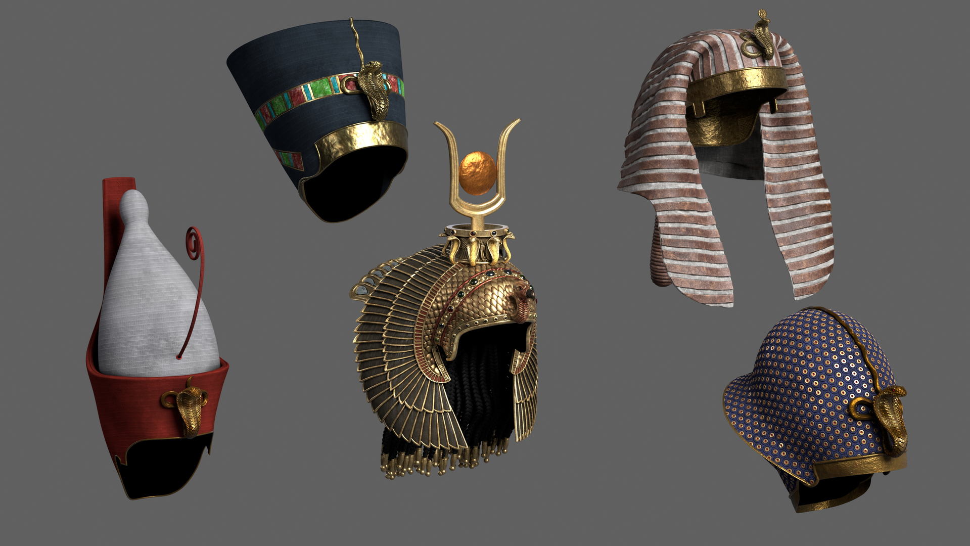3d Royal Headdresses Of Ancient Egypt Model Turbosquid 1989696