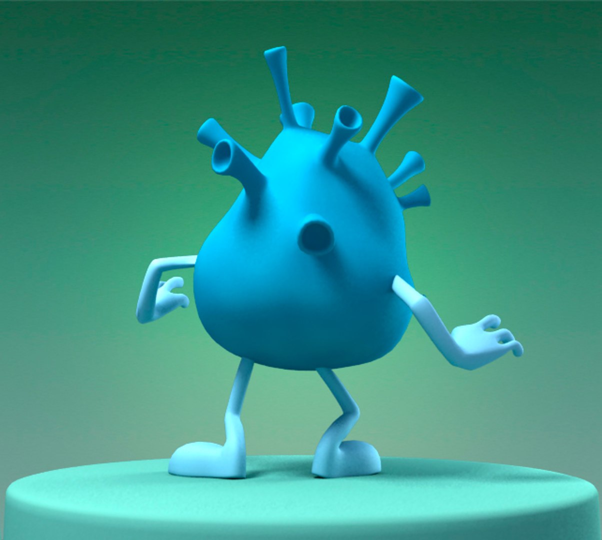 3d Model Funny Cartoon Bacterium