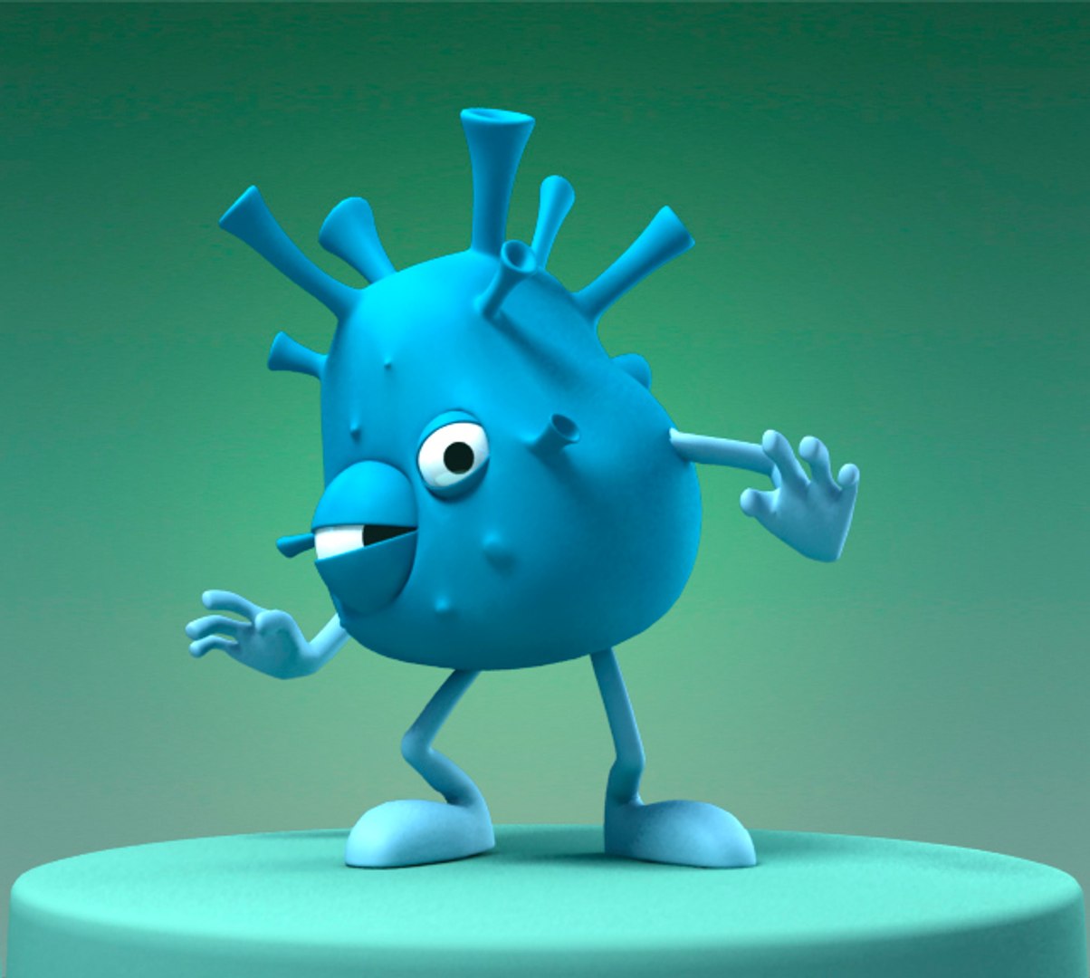 3d Model Funny Cartoon Bacterium