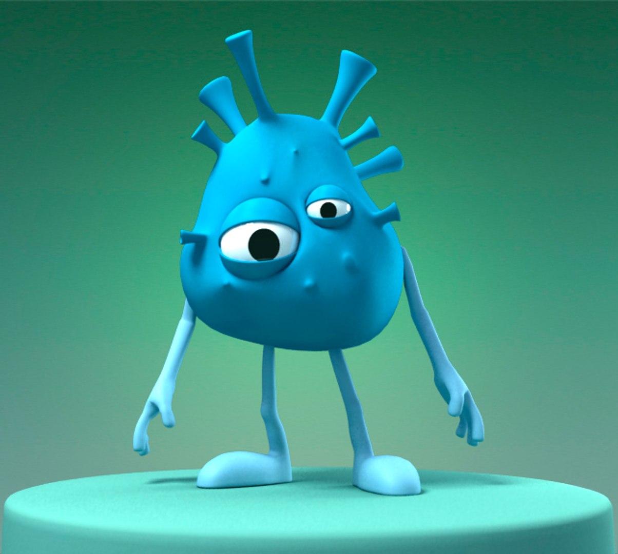 3d Model Funny Cartoon Bacterium