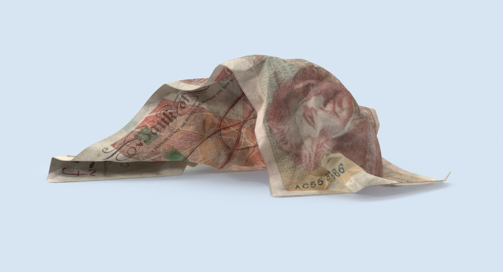 50 pound note crumpled max