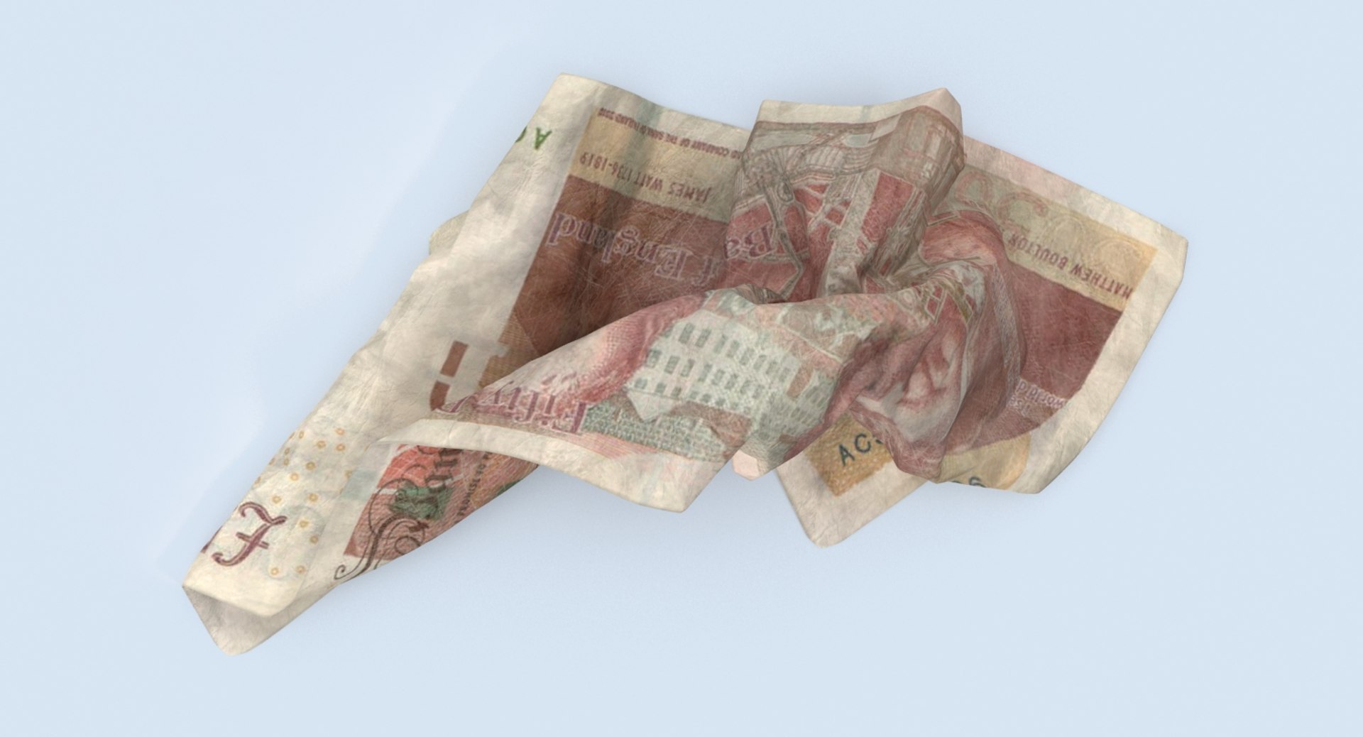50 pound note crumpled max