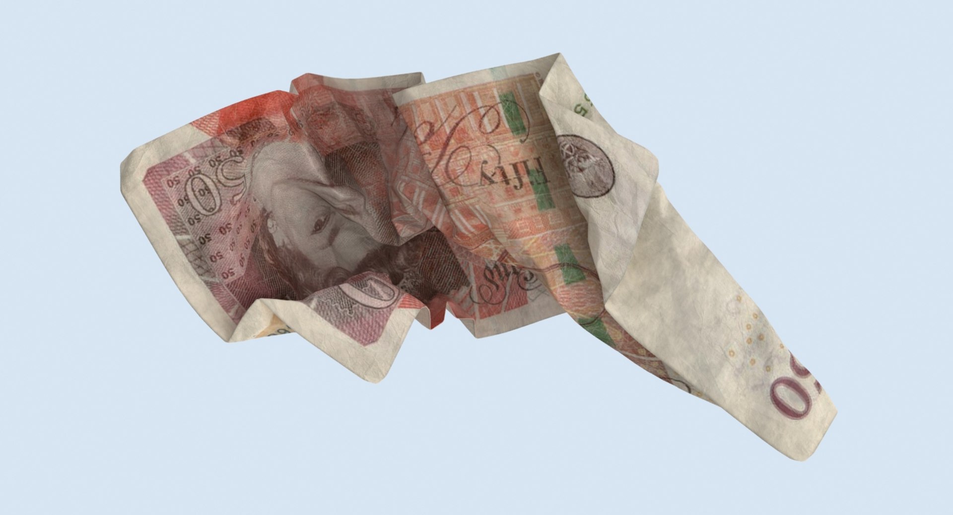 50 pound note crumpled max