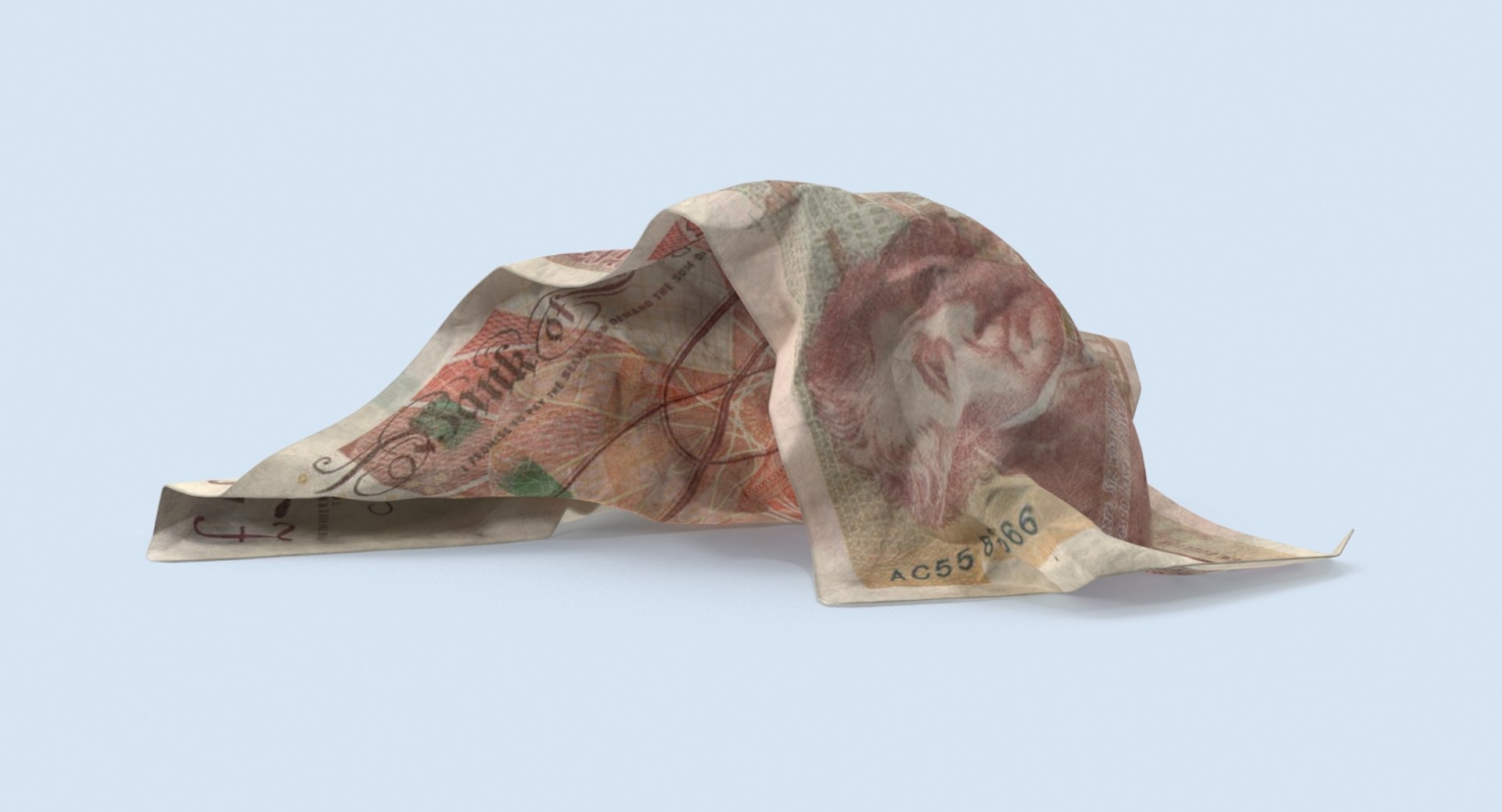 50 pound note crumpled max