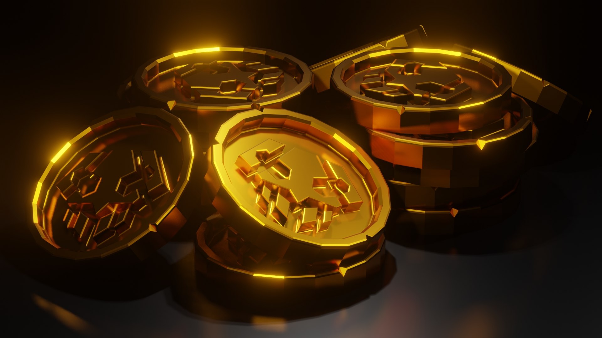 Gold Coins Low-poly 3D model 3D - TurboSquid 1861864