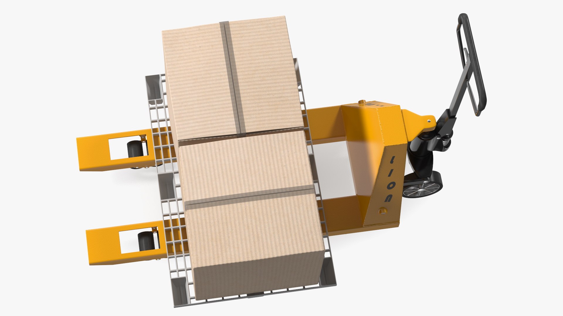 3D Hand Pallet Truck Lion with Boxes Rigged for Maya - TurboSquid 2155541