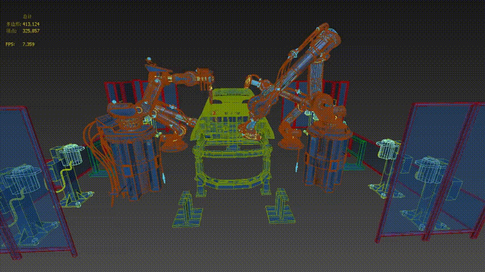 Robot arm animation car manufacturing production line factory 3D model ...