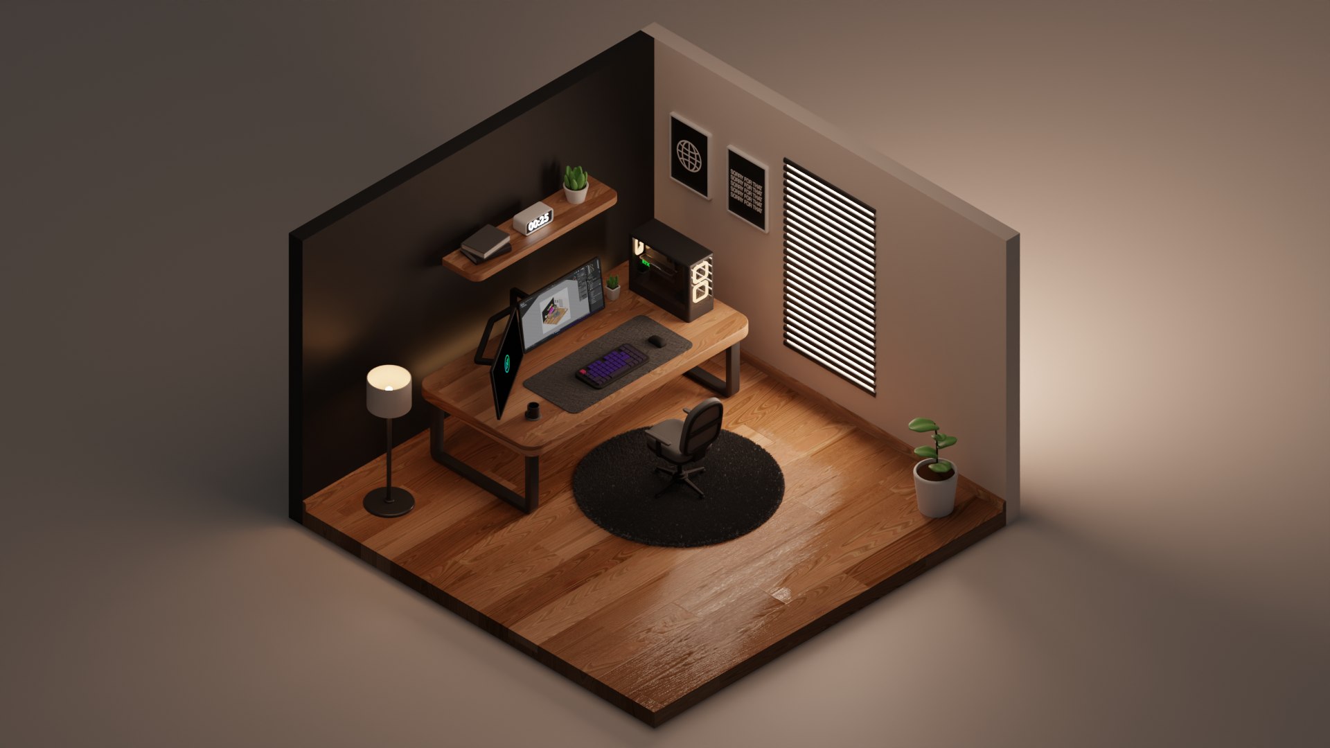 3D 3d Isometric Desk Setup - TurboSquid 1959180