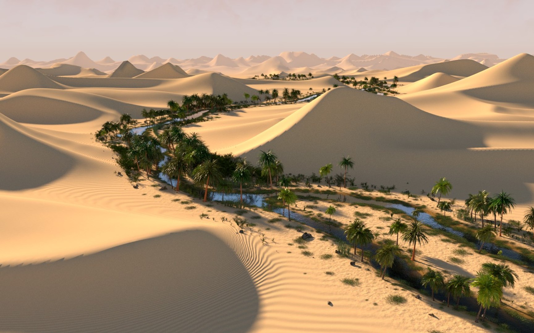 Long oasis desert scene 3D model - TurboSquid 1409016