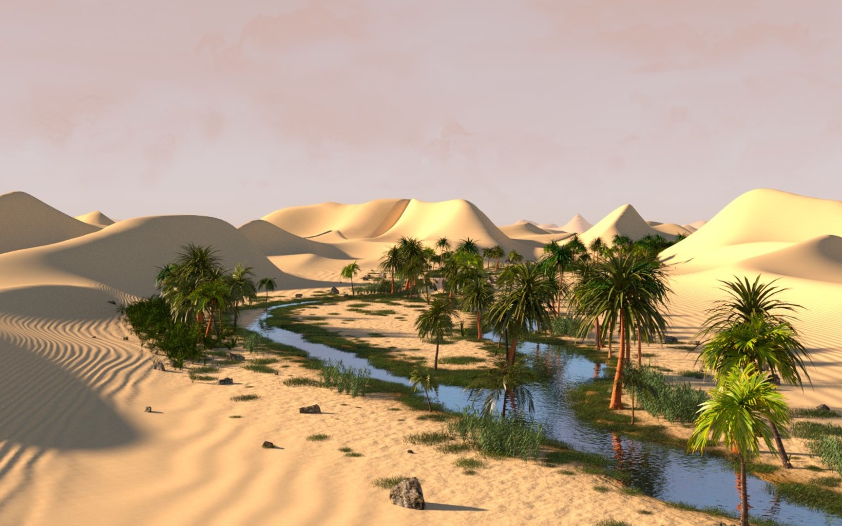 Long oasis desert scene 3D model - TurboSquid 1409016