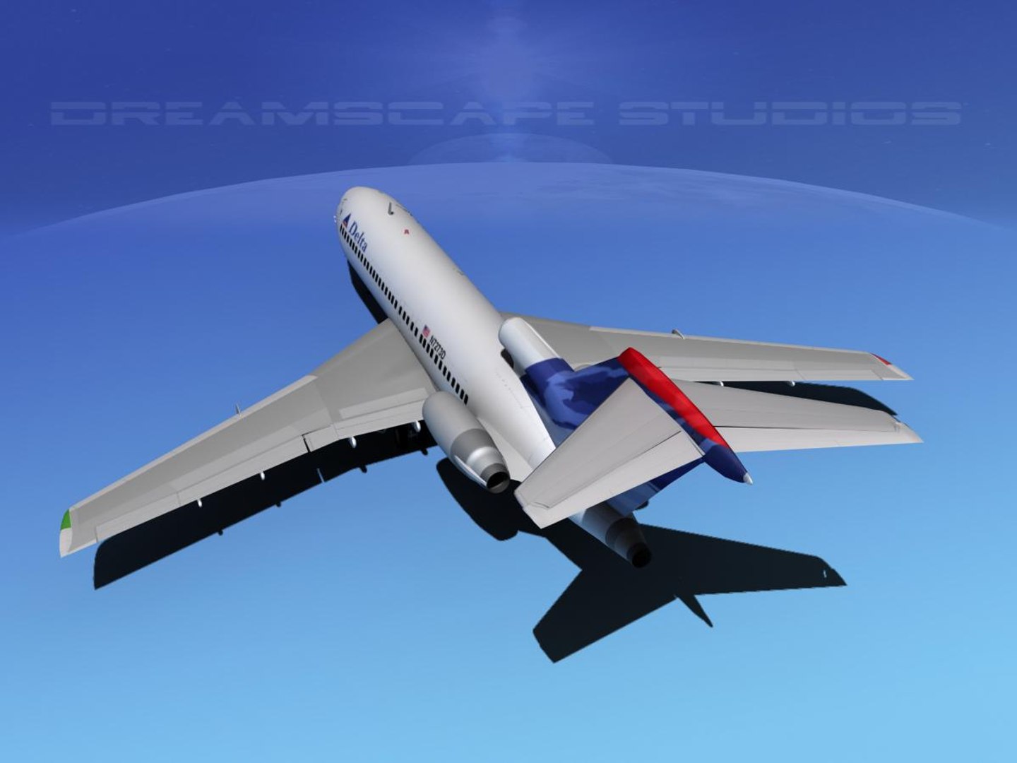 airline boeing 727 727-100 3d model