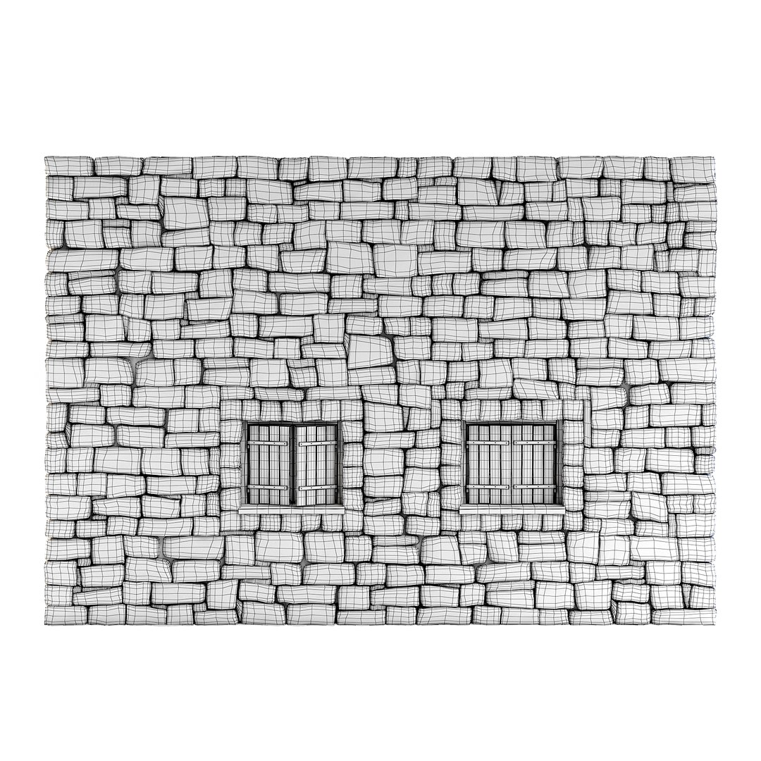 3D Model Forge Stone Wall With Windows - TurboSquid 2230920