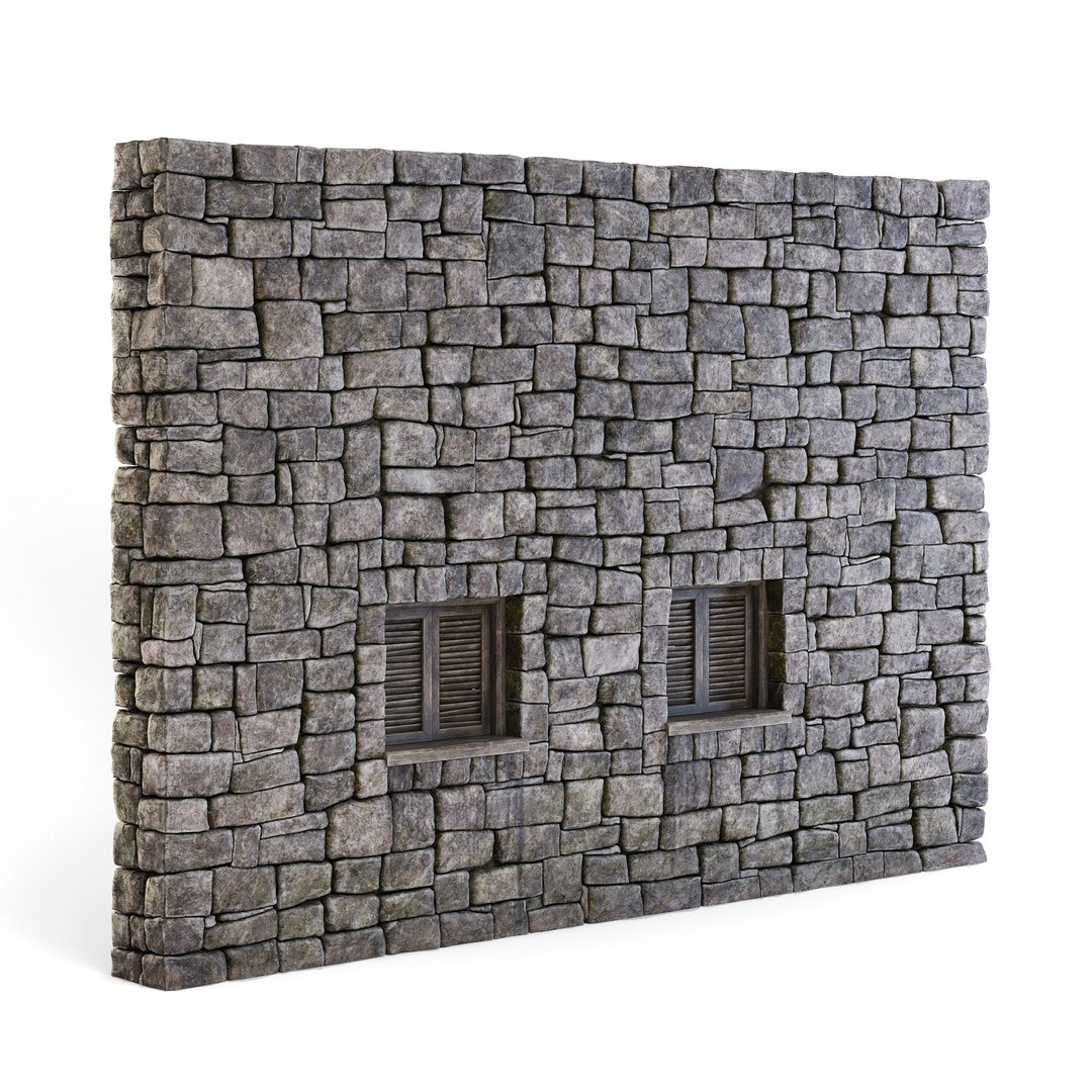 3D Model Forge Stone Wall With Windows - TurboSquid 2230920