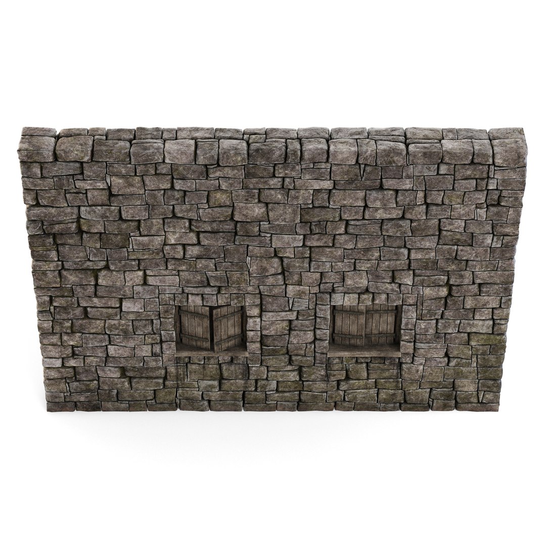 3D Model Forge Stone Wall With Windows - TurboSquid 2230920