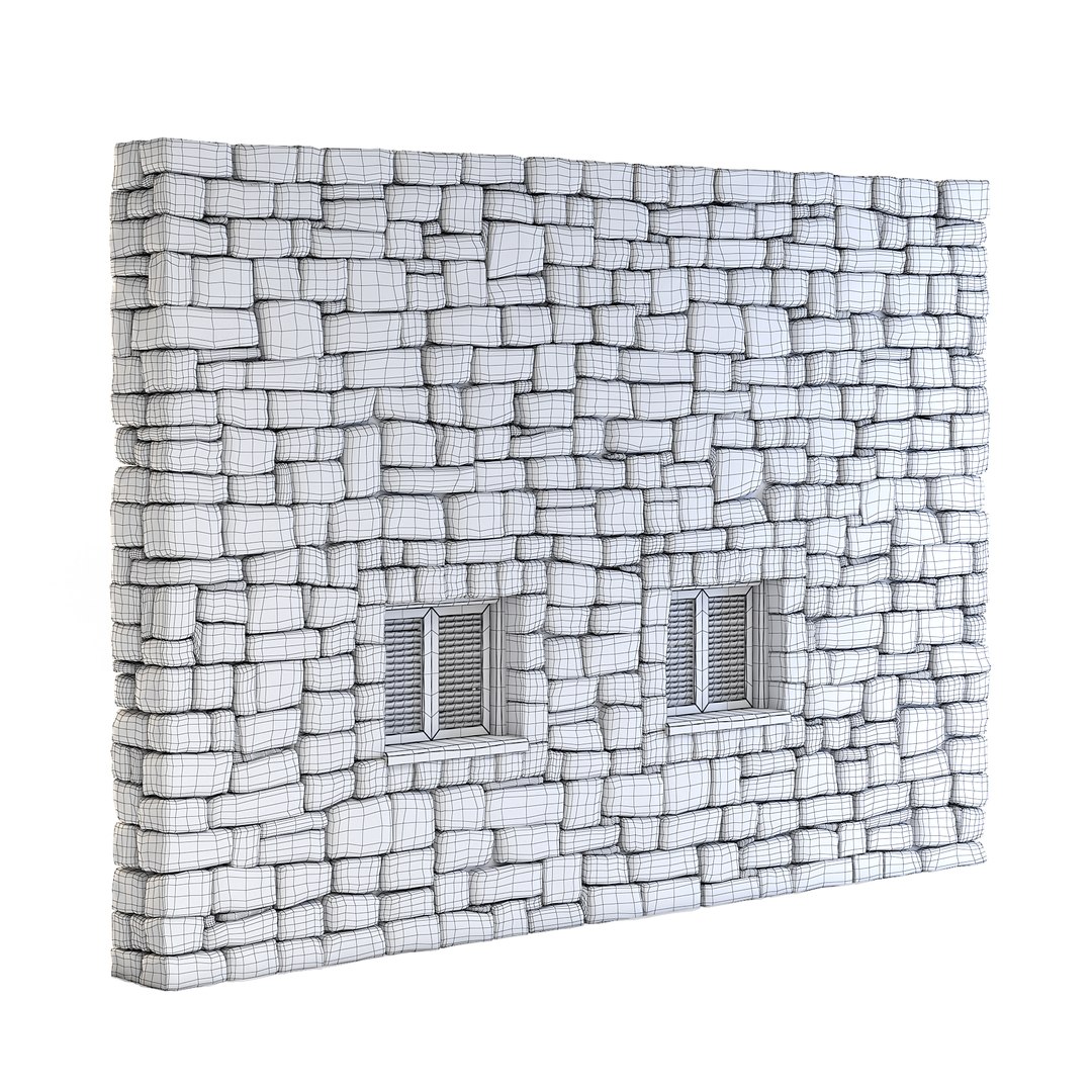 3D Model Forge Stone Wall With Windows - TurboSquid 2230920