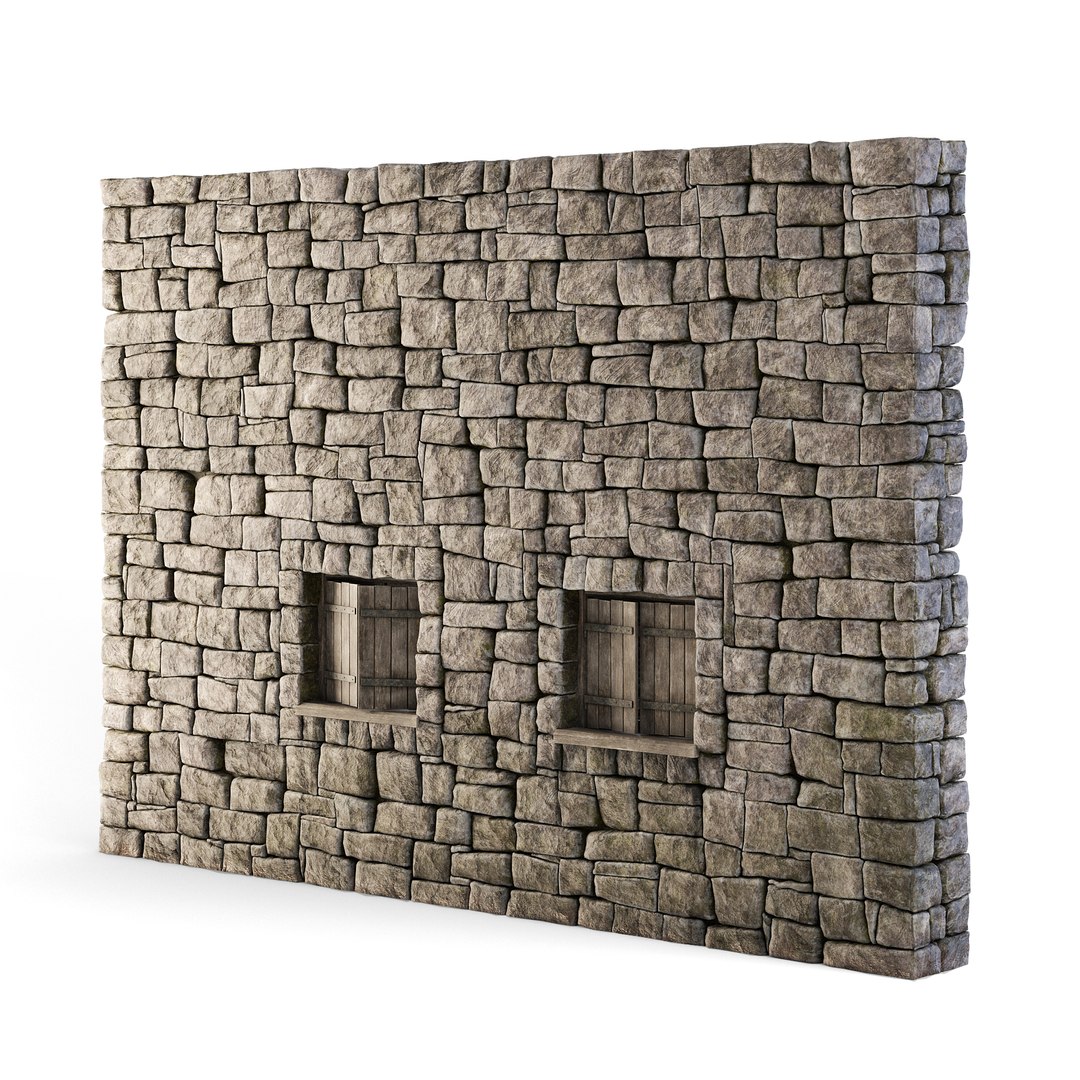 3D Model Forge Stone Wall With Windows - TurboSquid 2230920