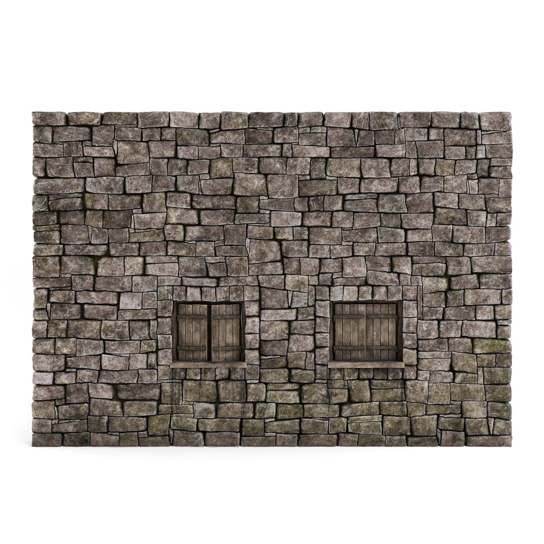 3D Model Forge Stone Wall With Windows - TurboSquid 2230920