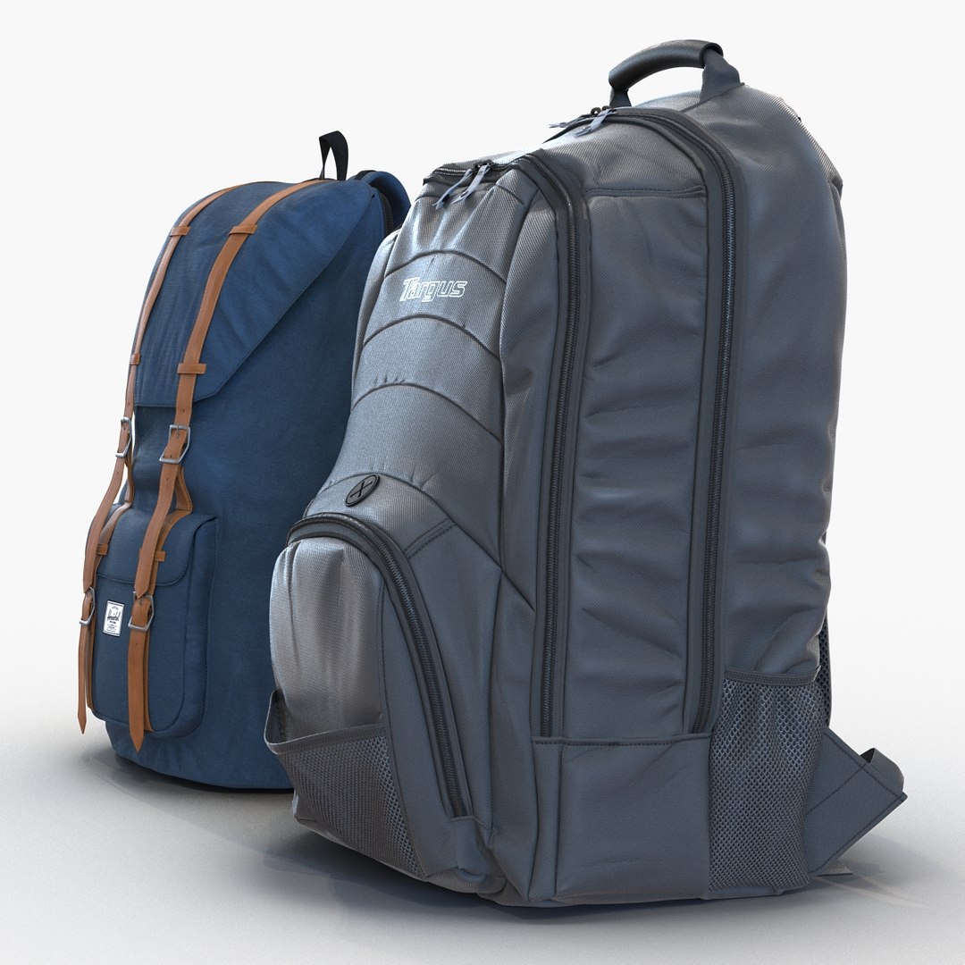 backpacks set realistic 3d model