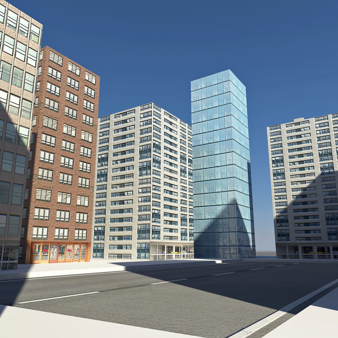 3d 3ds realistic office block buildings