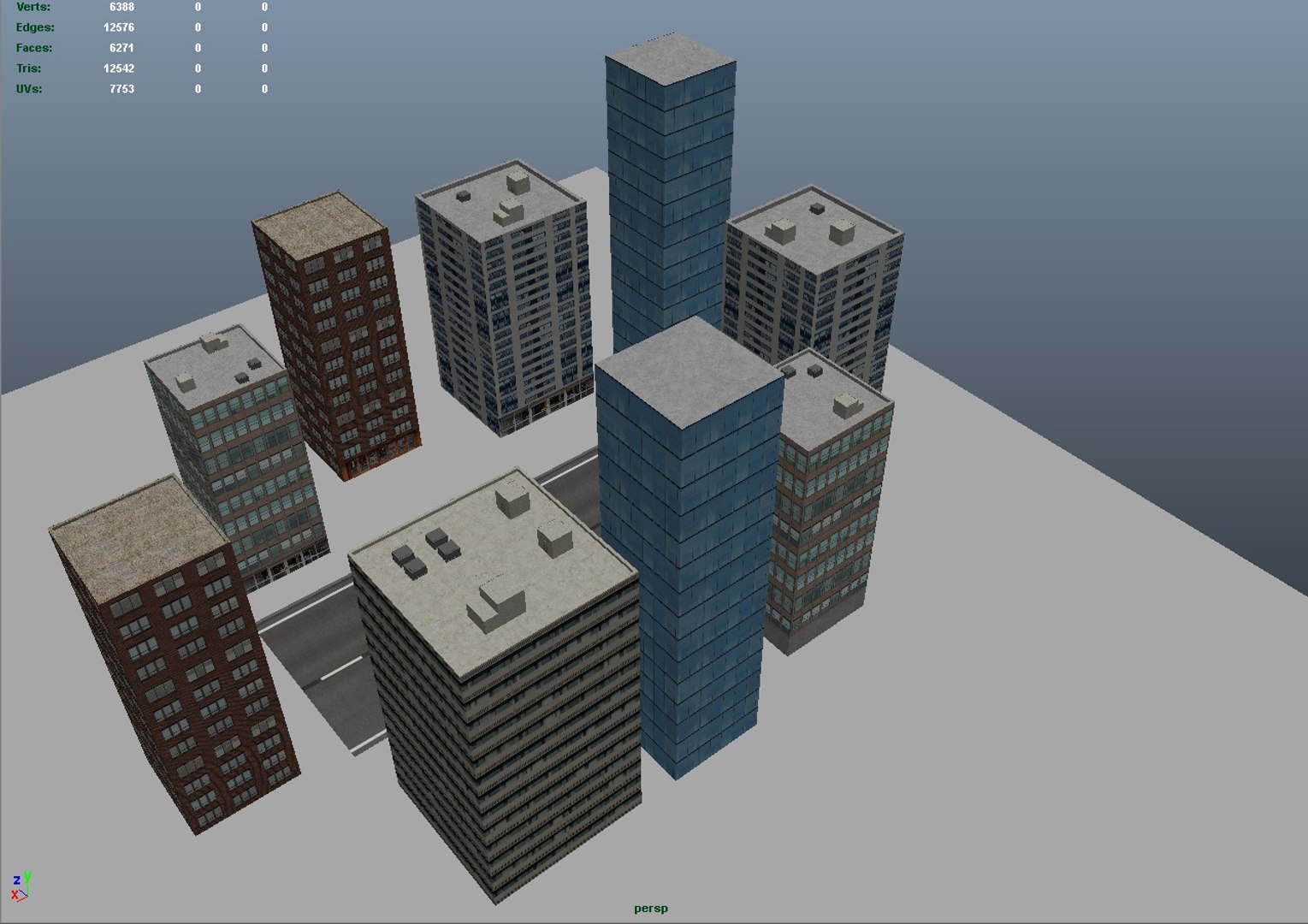 3d 3ds realistic office block buildings