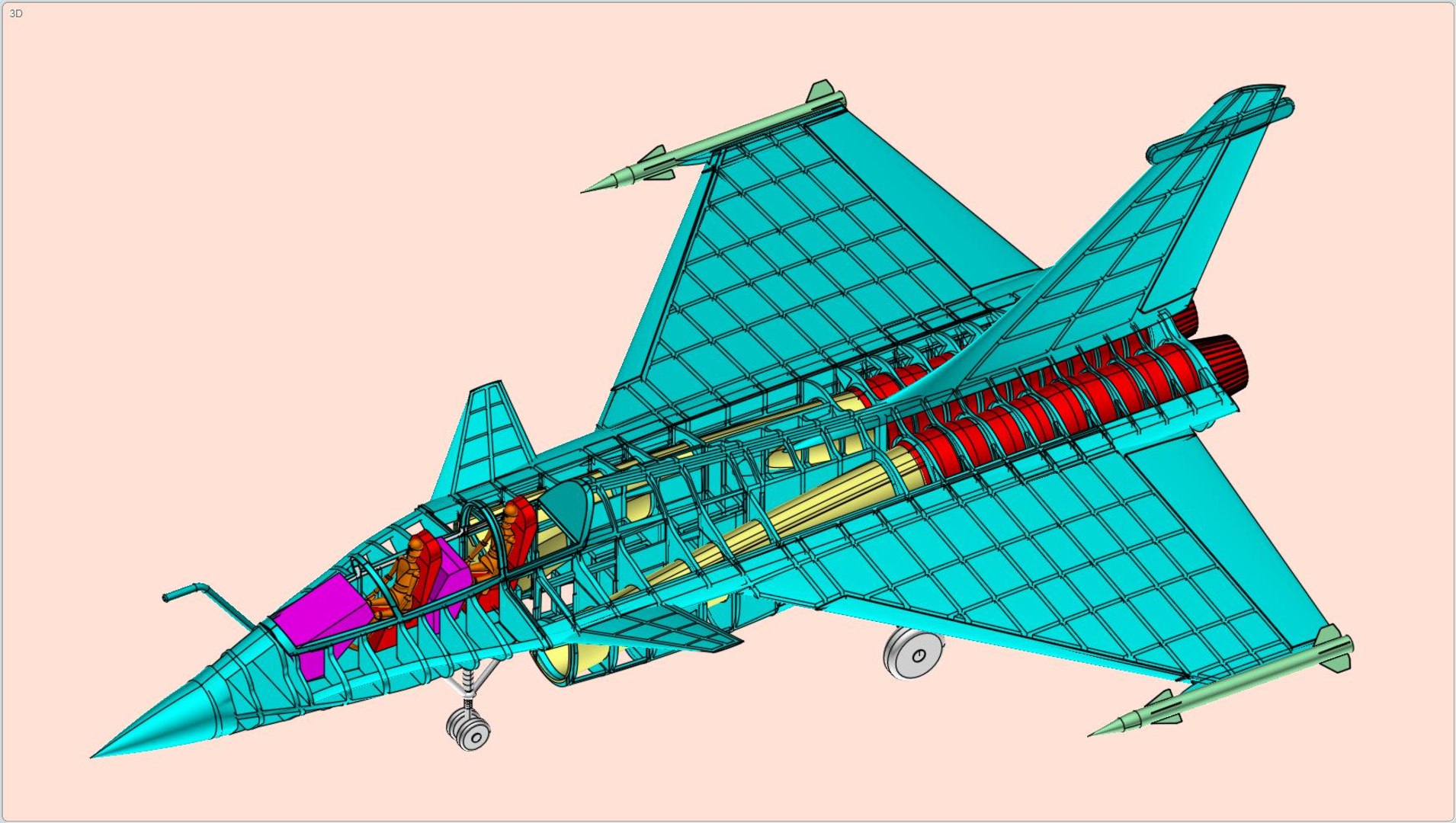 3d model french rafale aircraft solid