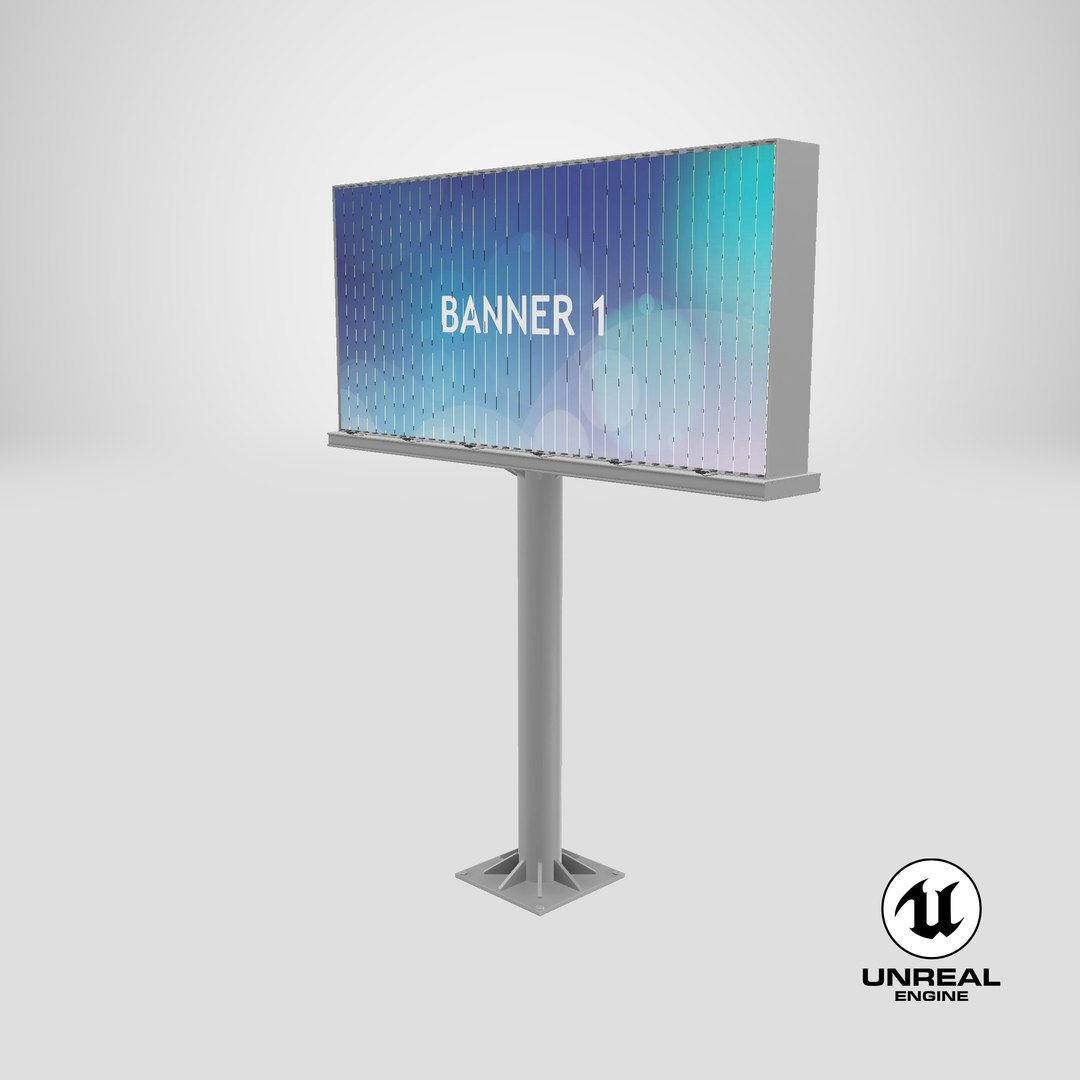 3D Billboard Three Rotating Banners model - TurboSquid 1781703