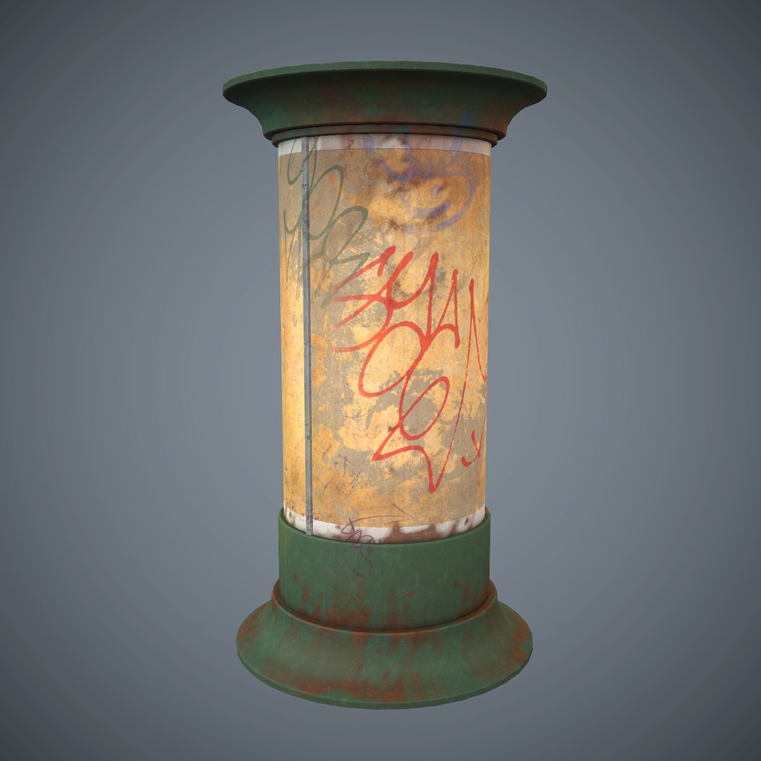 3d Weathering Advertising Column Pbr Model