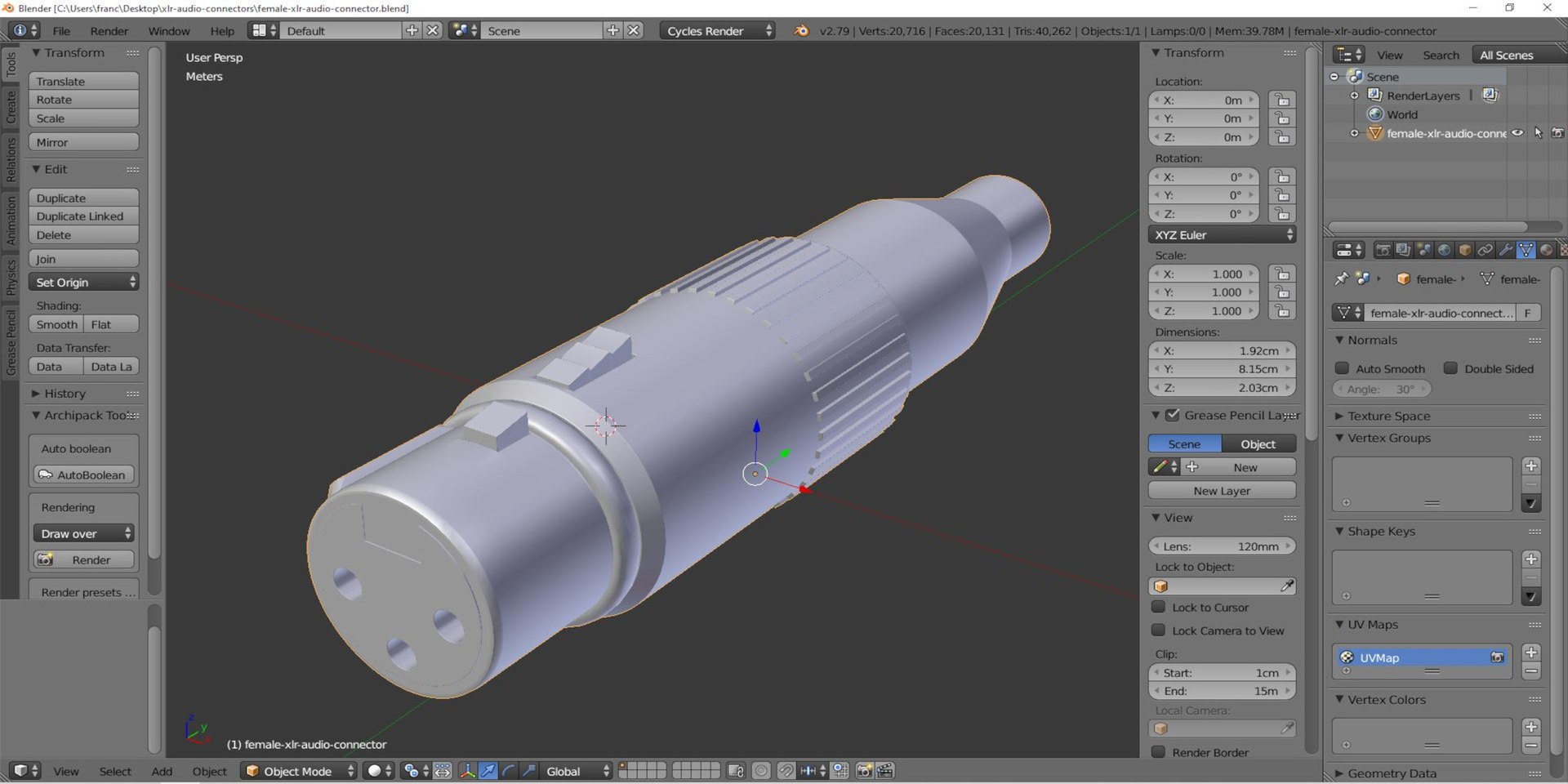 3D model Female XLR audio connector - TurboSquid 1813637