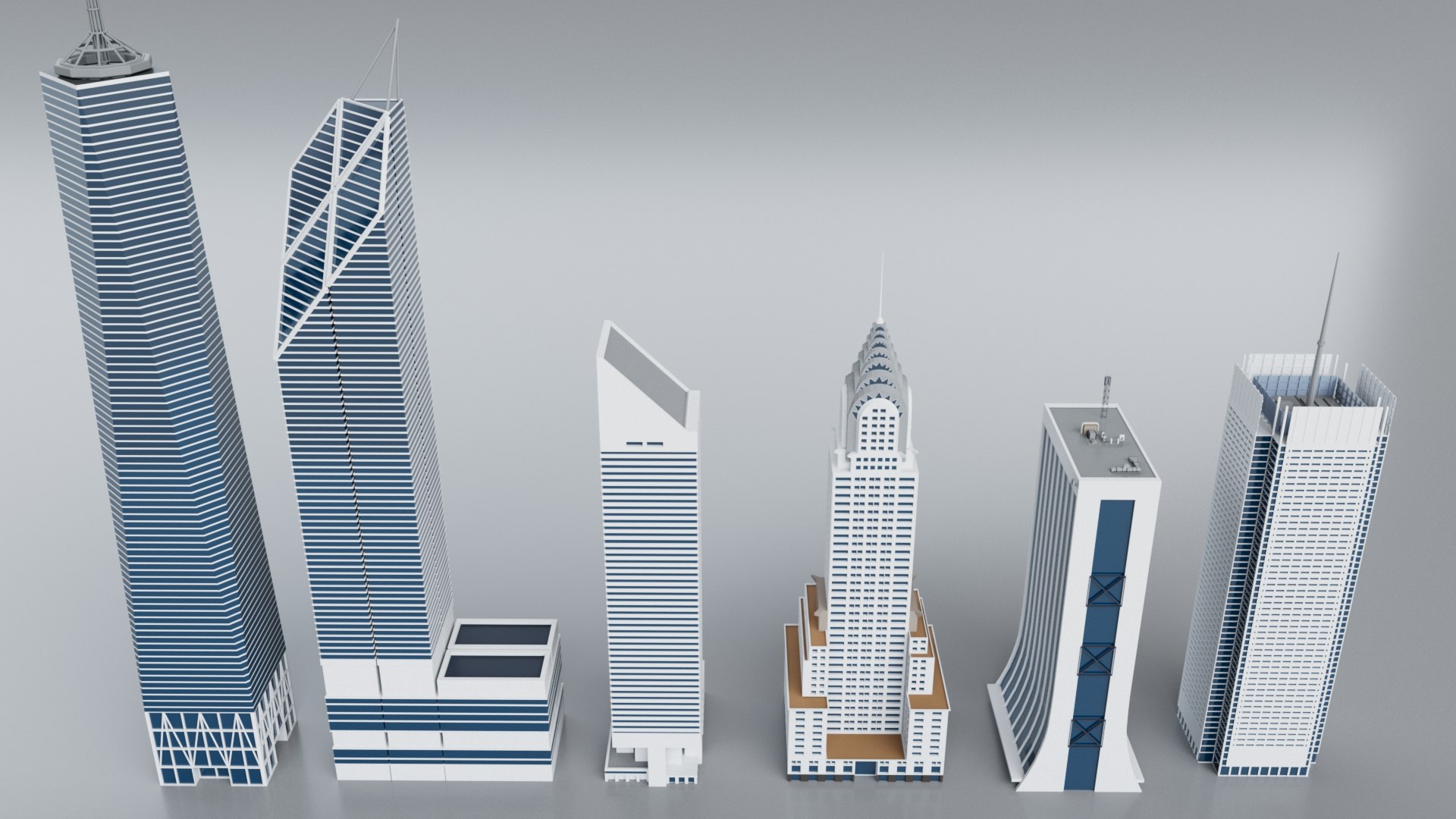60 Famous Skyscrapers Buildings - Realistic High Detailed 3D ...