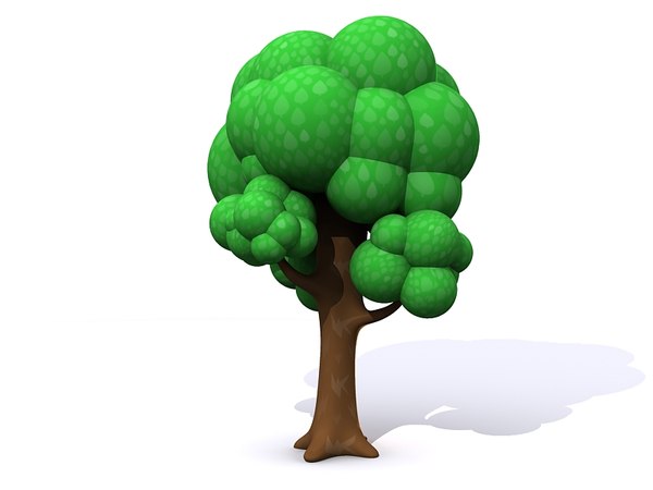 simple cartoon tree leaves 3d model