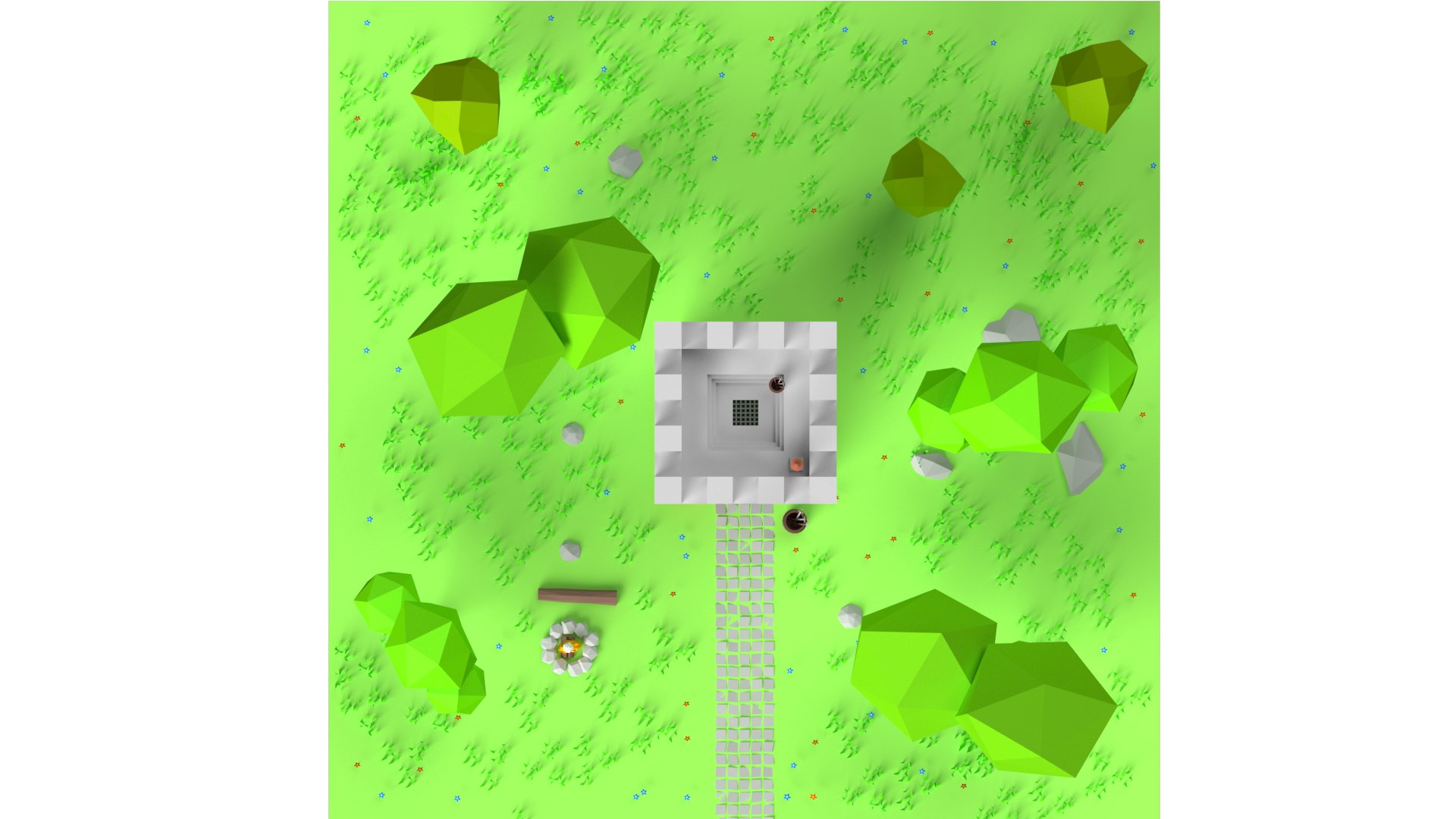 Cartoon Tower Scene Model - TurboSquid 1679398