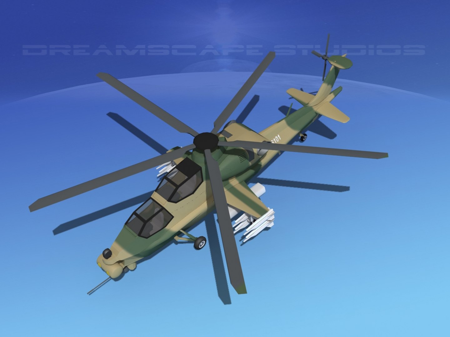 3d model wz-10 attack helicopters z-10