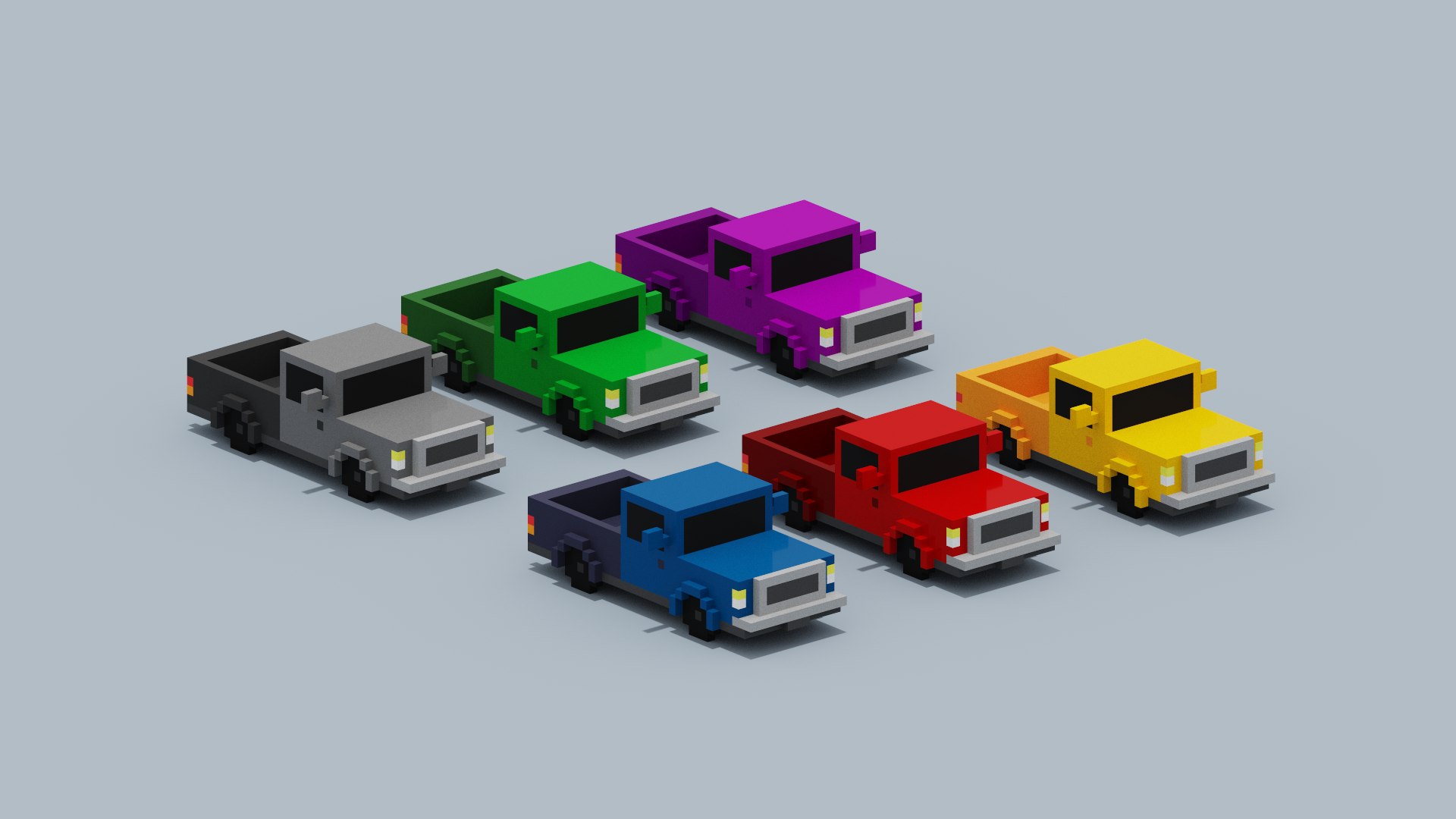 Voxel Pickup Truck Collection Model - TurboSquid 1951160