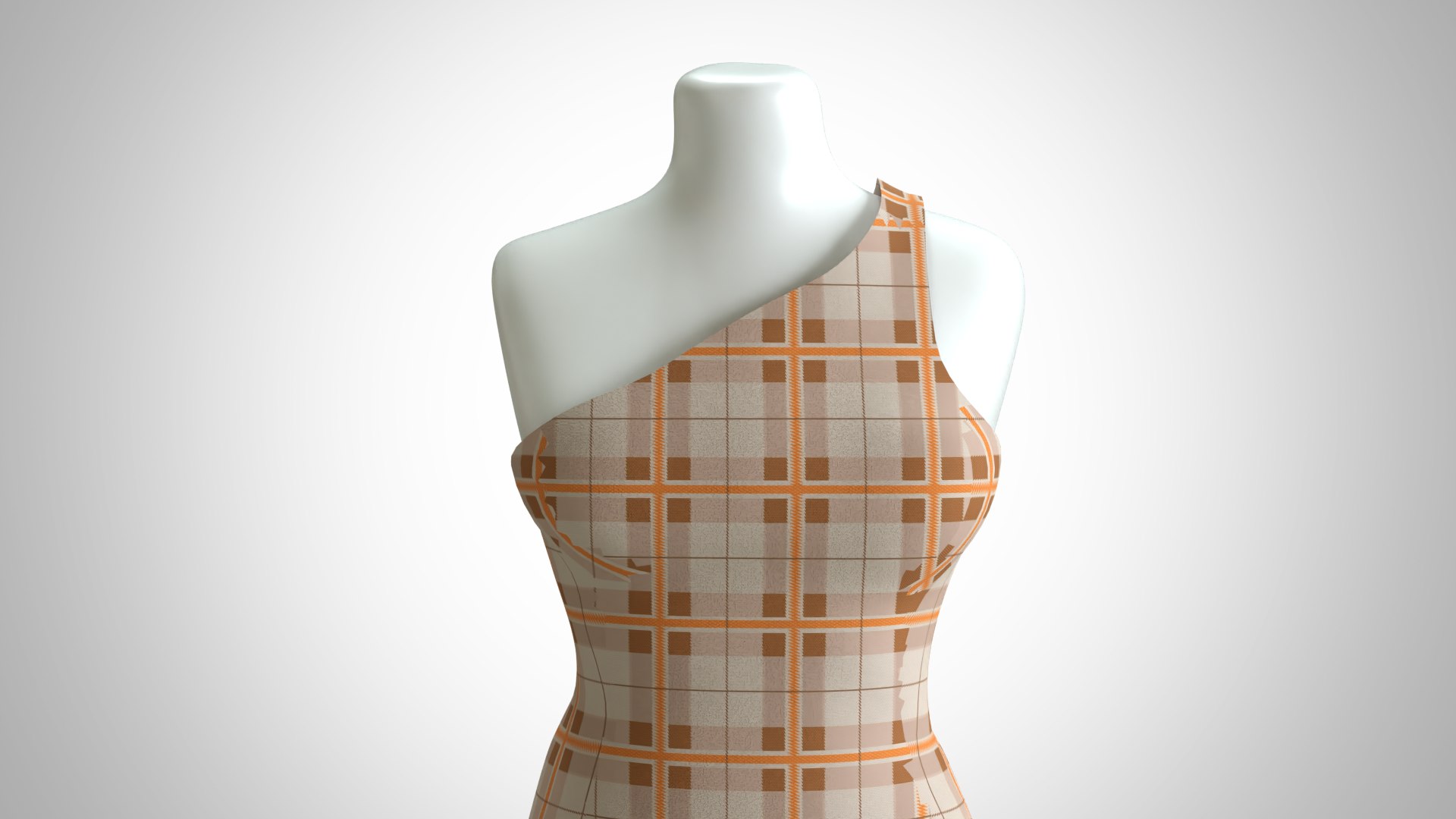 3D Woman Dress 2 Brown Tartan Model - TurboSquid 2308562
