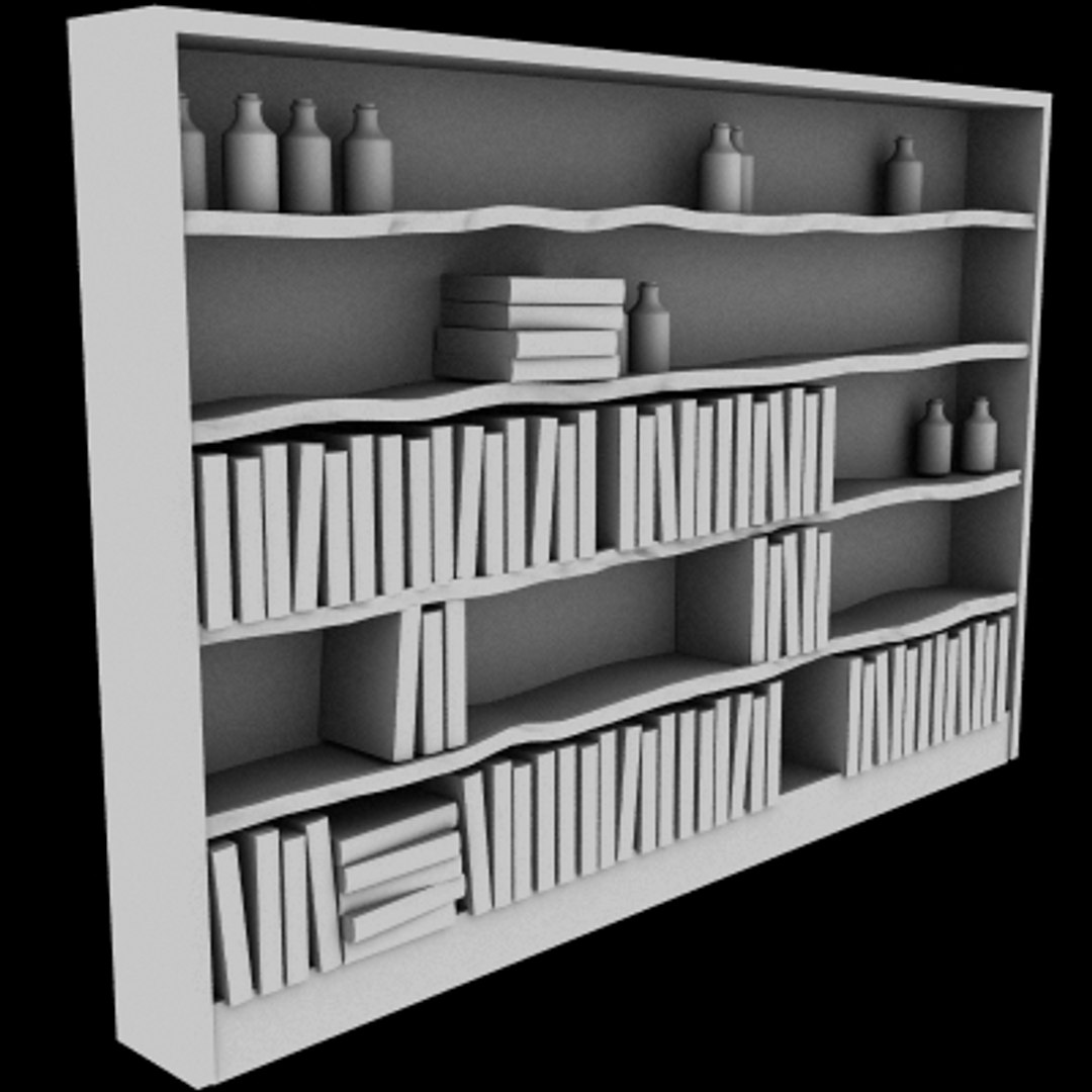 3d old bookshelf model