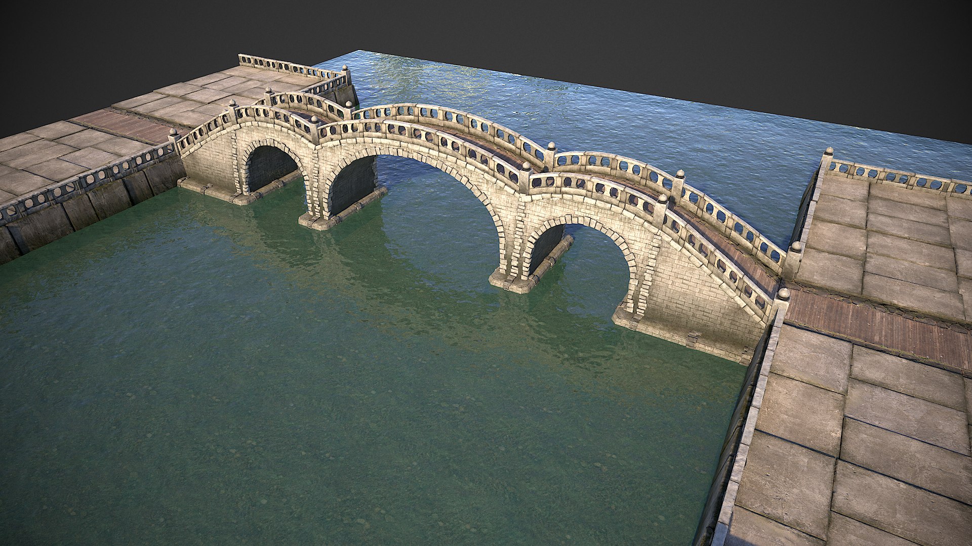 3D Stone Bridge With Embankment Model - TurboSquid 1815185